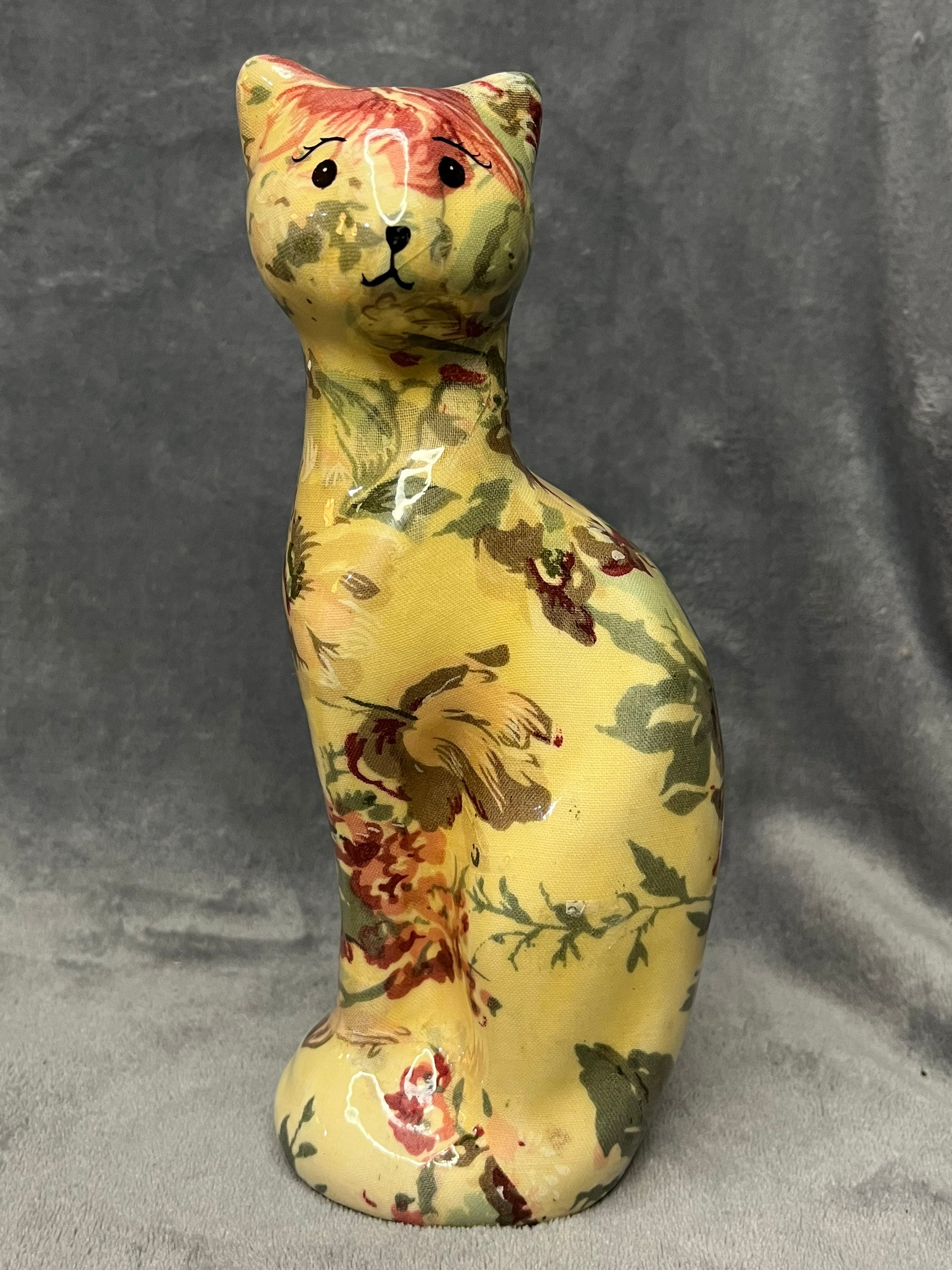 Vintage Calico Cat Ceramic Statue - Etsy