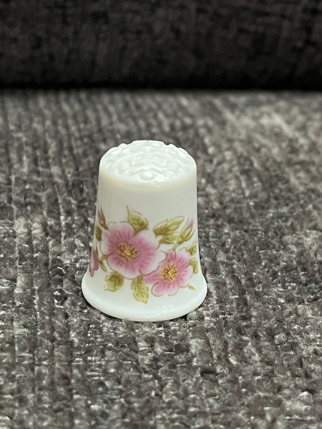 Vintage Ceramic Taeger Thimble White Floral Design - Etsy