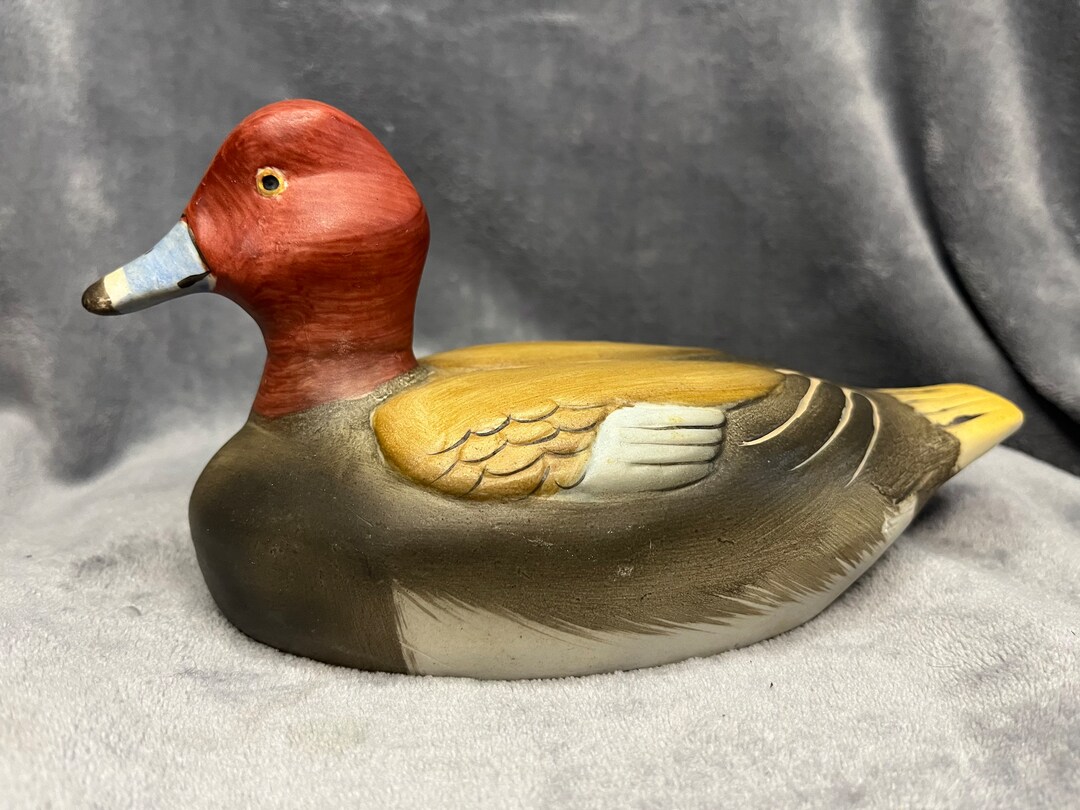 Vintage Red Head Drake Porcelain Duck - Etsy