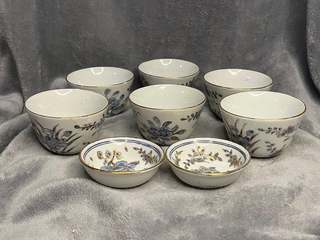 Vintage PCT Japanese Porcelain Ware Sake/tea Cups & 2 Small Dip Bowls ...