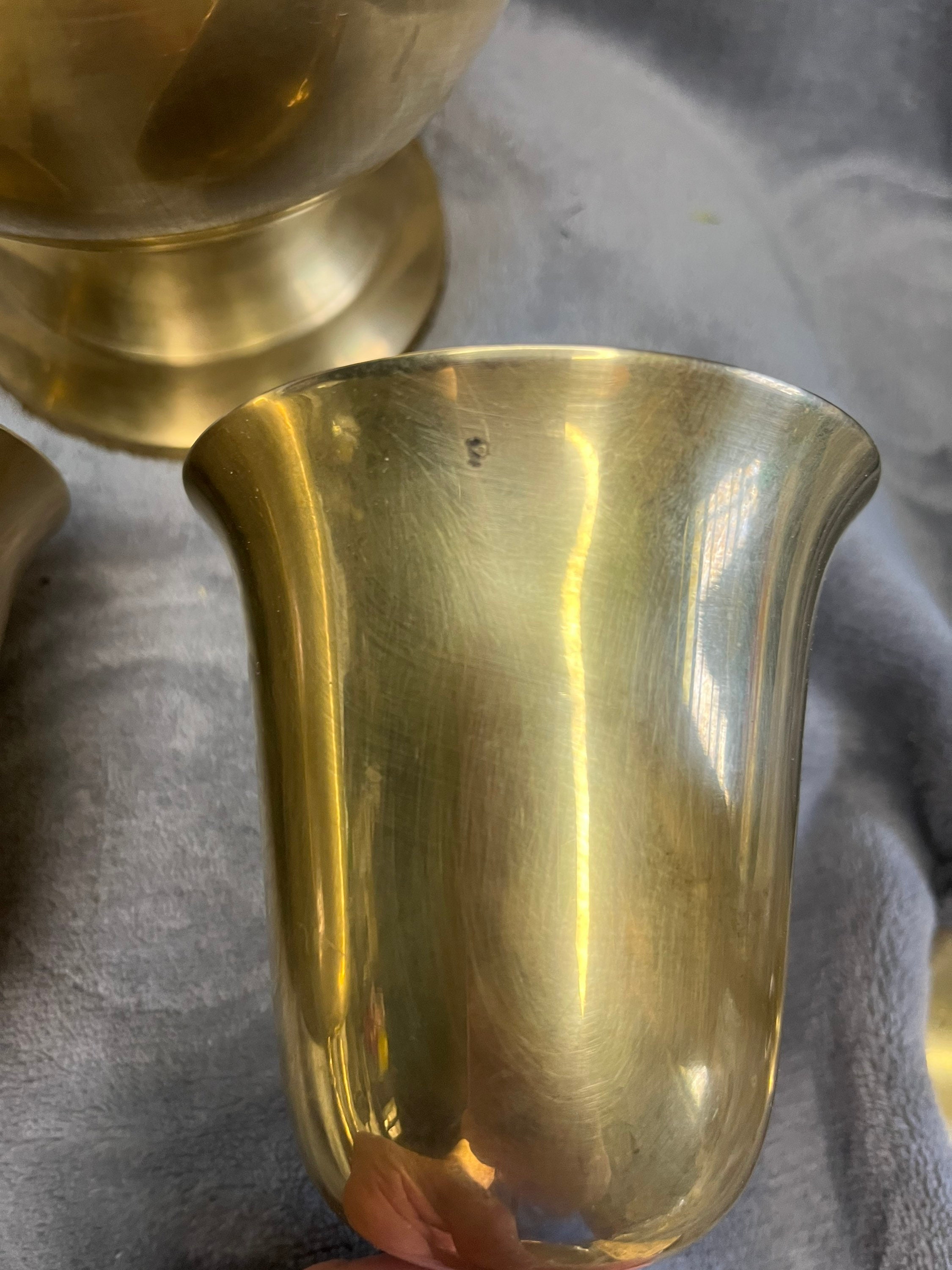 Vintage Solid Brass Mcm Gold Water Pitcher and Goblets - Etsy