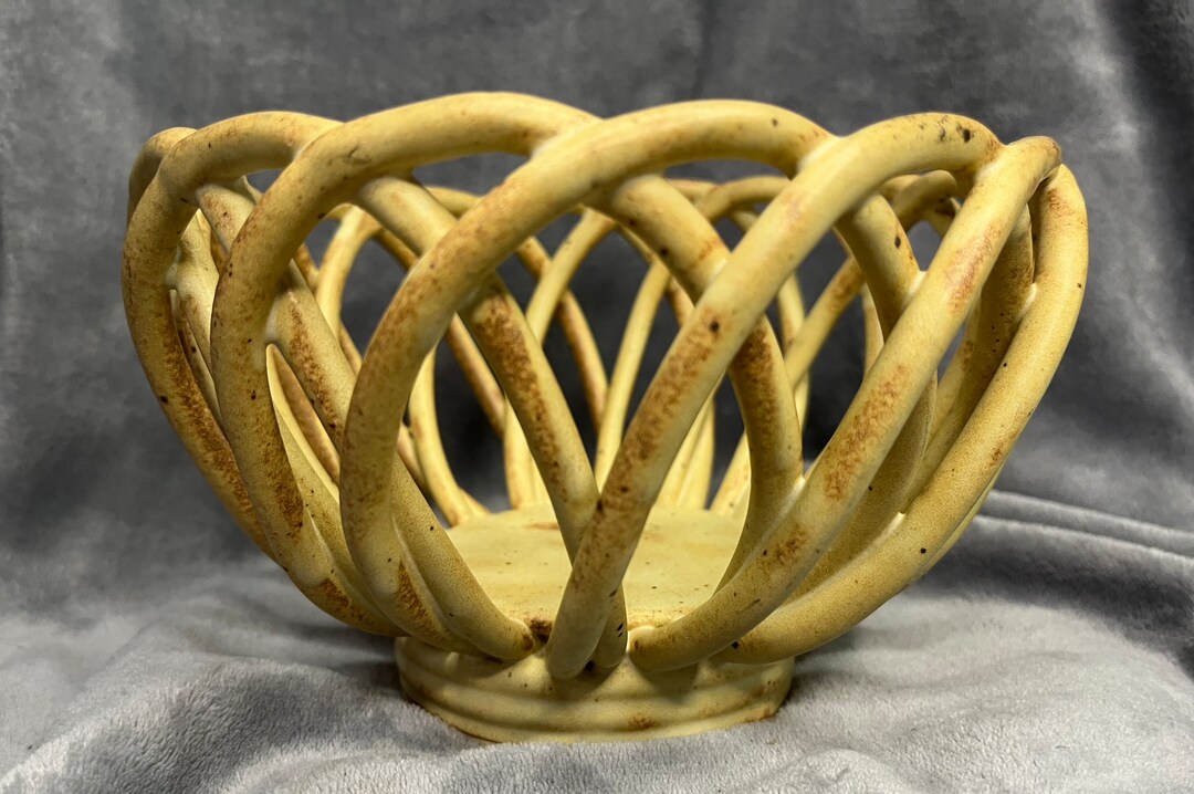 Vintage Eucalyptus Stoneware Basket - Etsy