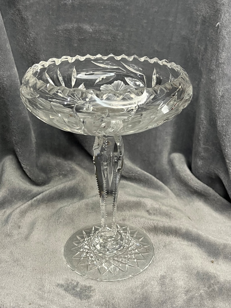 Vintage American Brilliant Cut Glass Compote - Etsy