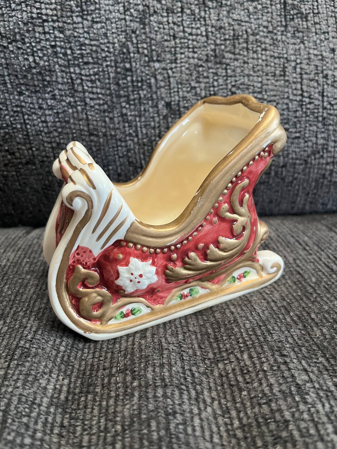 Vintage Ceramic Santa' Sleigh/plant Container - Etsy