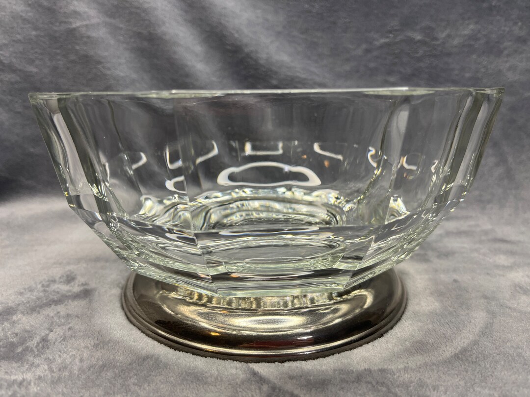 Vintage Fine Crystal Bowl With Silver Plated Base Beautiful Patina Made ...