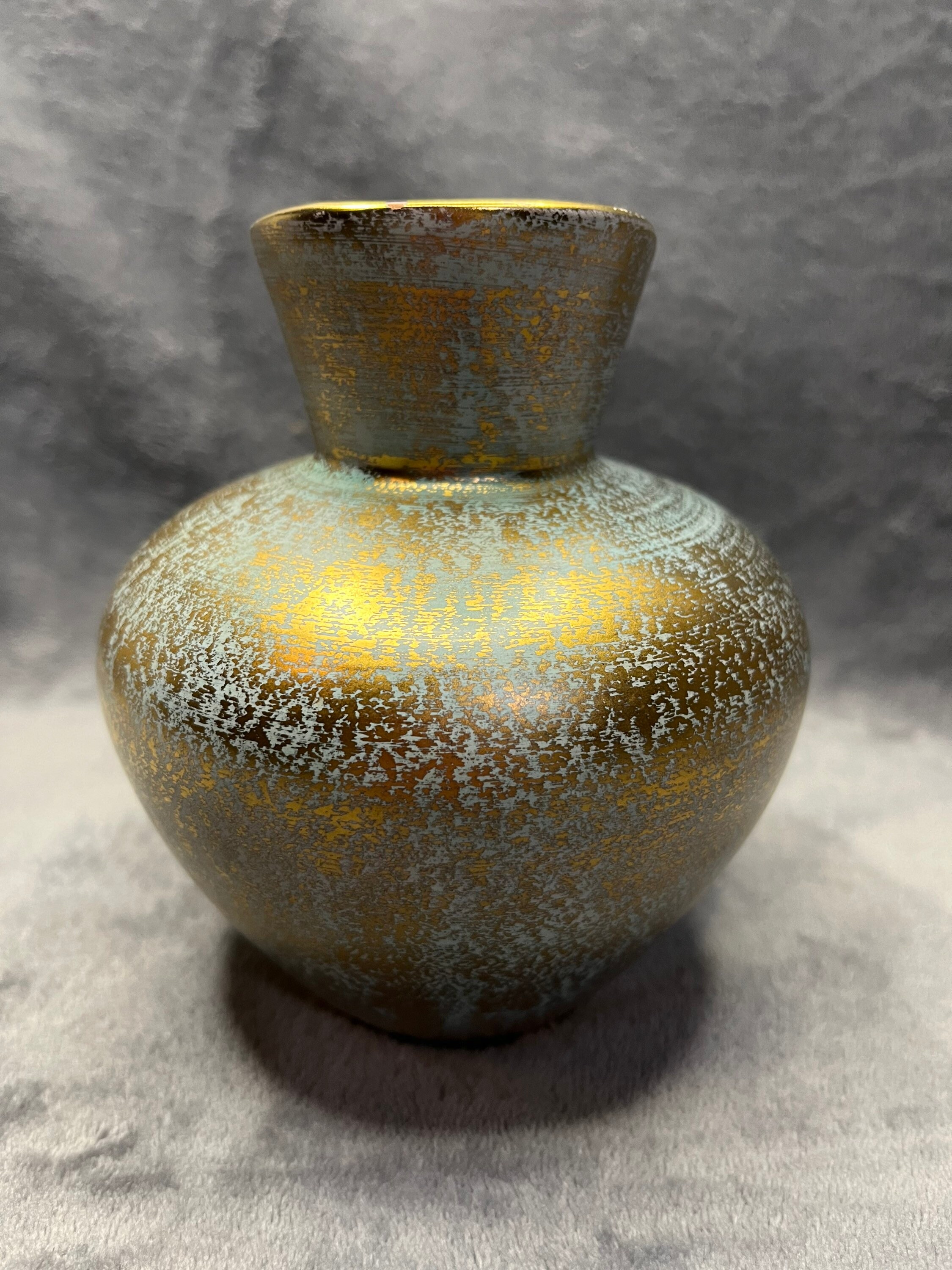 Vintage Stangl Antique Gold/blue Jug W/ Handle Mid Century Art Pottery ...