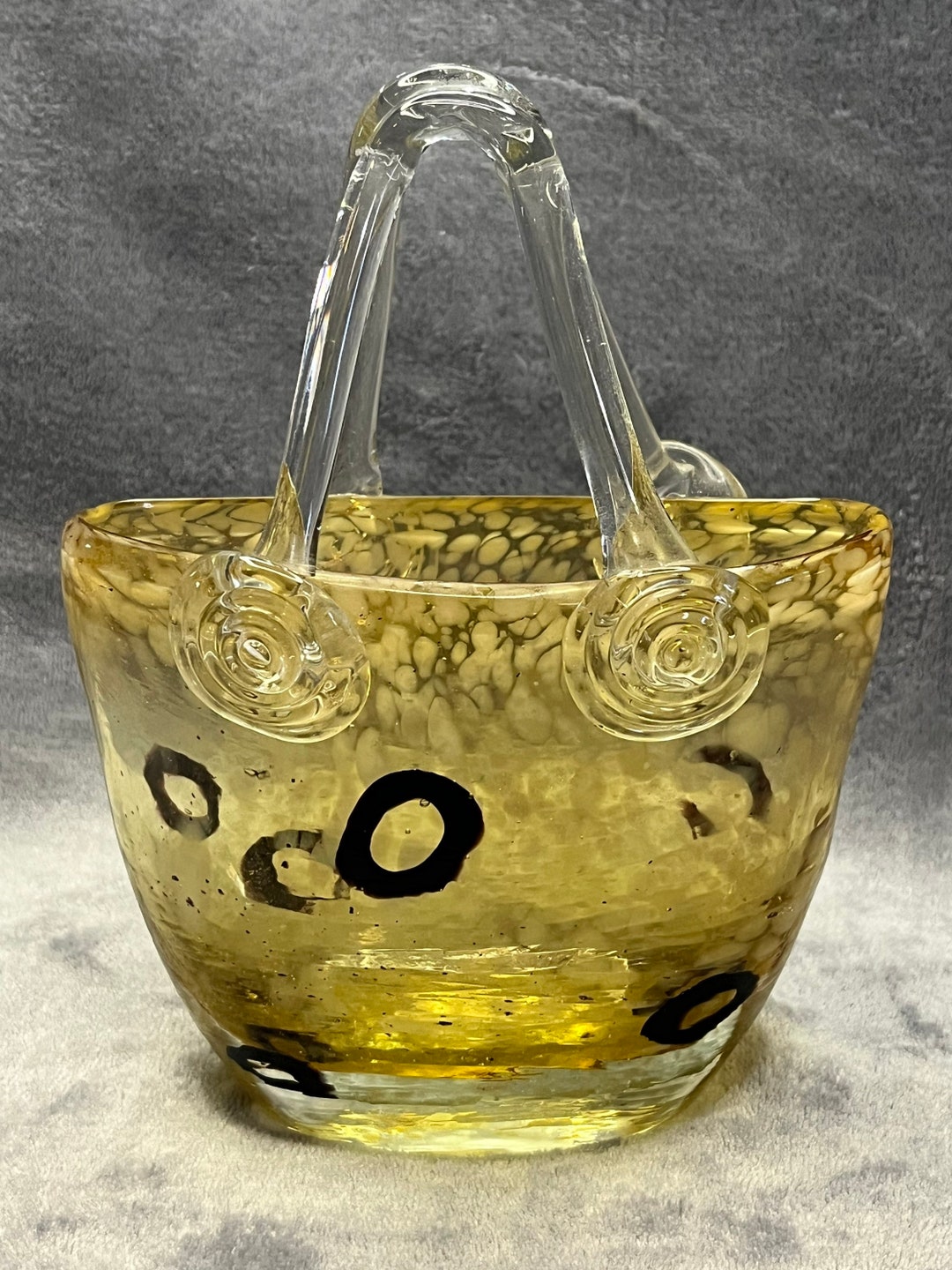 Hand Blown Glass Gold/amber Handled Handbag - Etsy