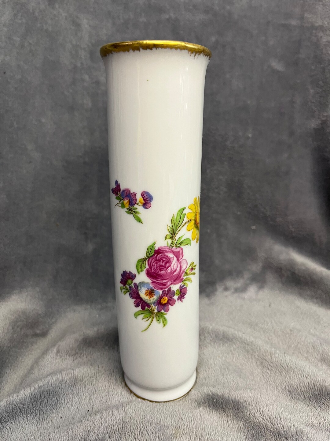 Vintage Lefton Hand-painted Vase With Gold Trim - Etsy