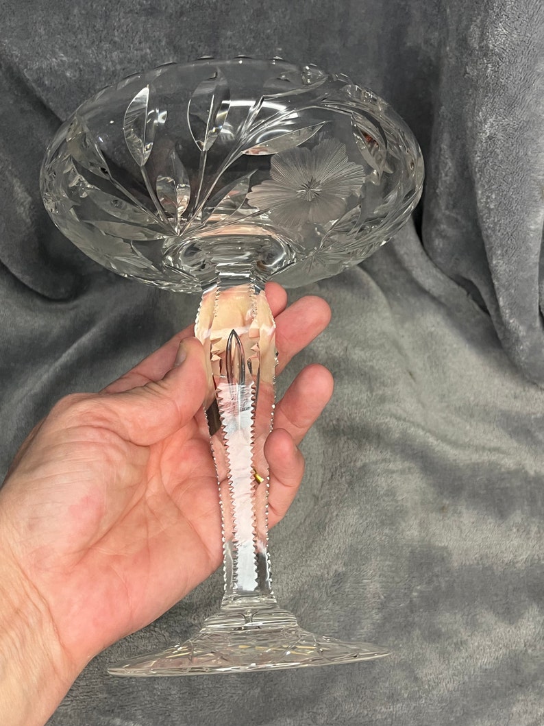 Vintage American Brilliant Cut Glass Compote - Etsy