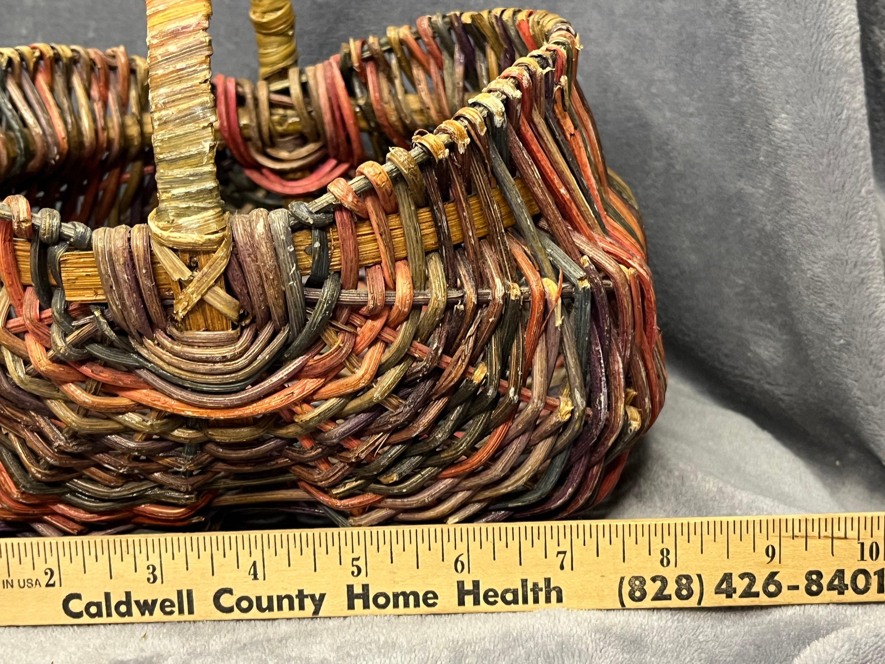 Vintage Hand Woven Basket With Handle - Etsy
