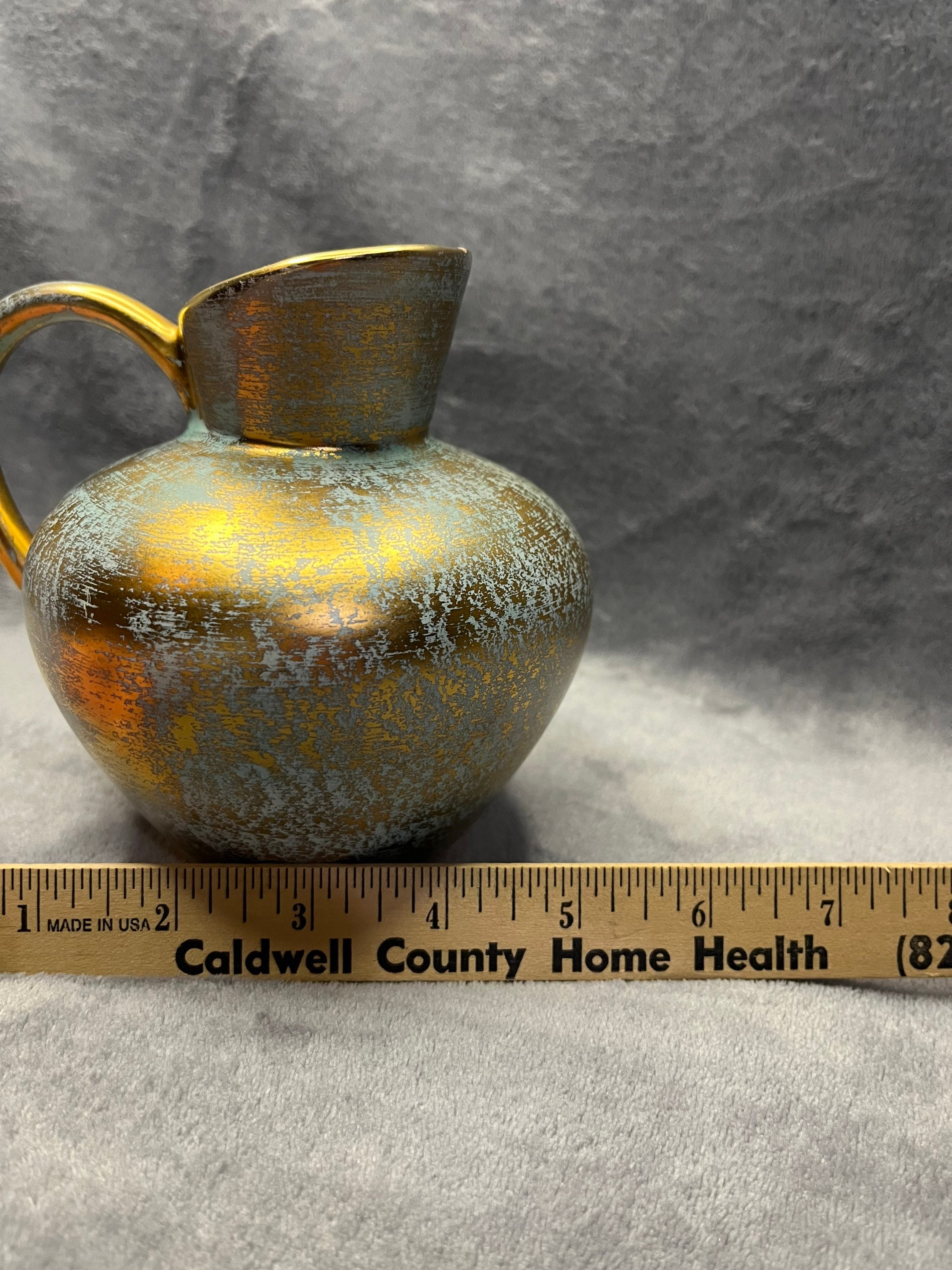 Vintage Stangl Antique Gold/blue Jug W/ Handle Mid Century Art Pottery ...
