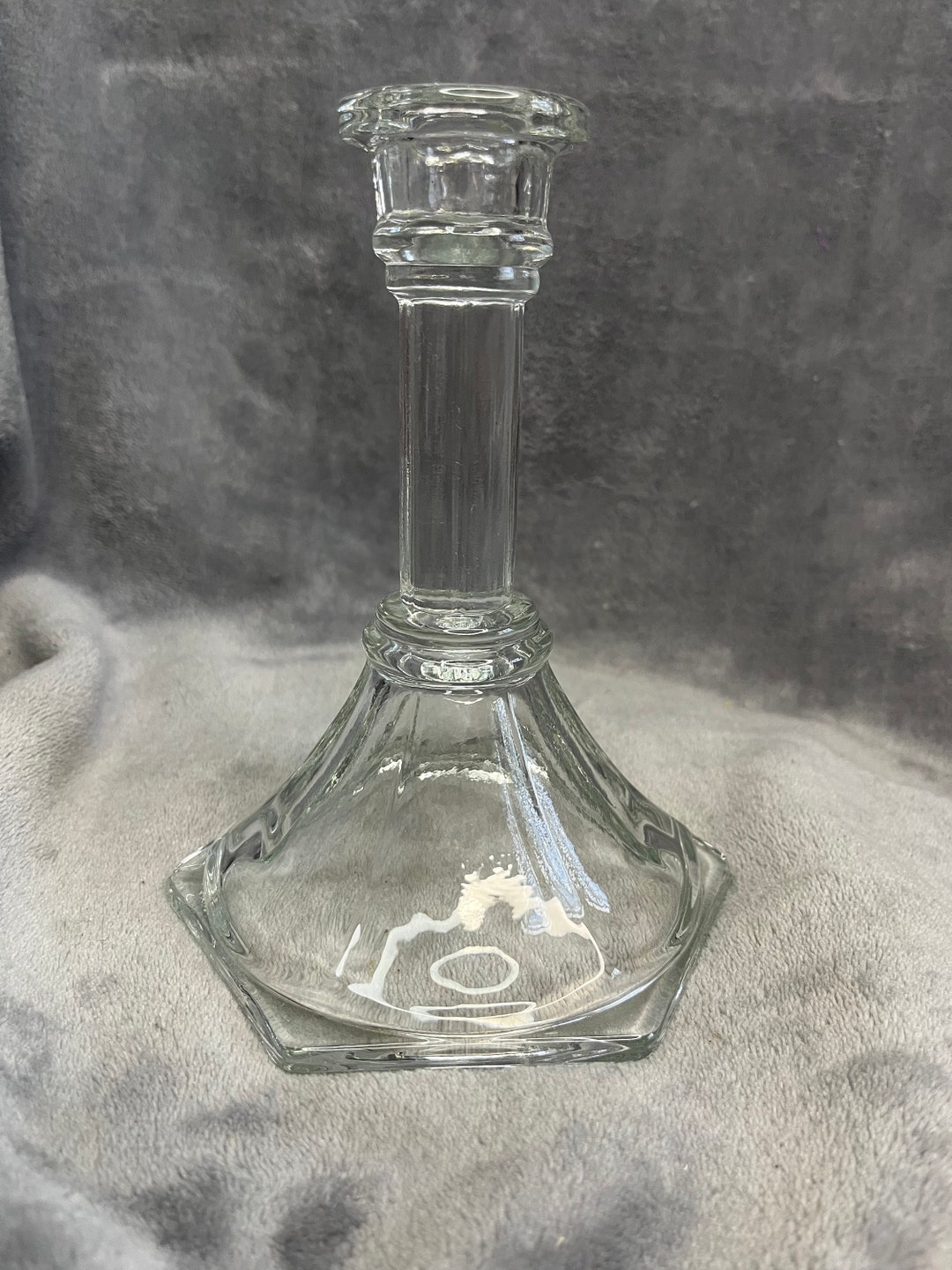 Vintage Home Interiors Clear Glass Column Design Candlestick Holder - Etsy
