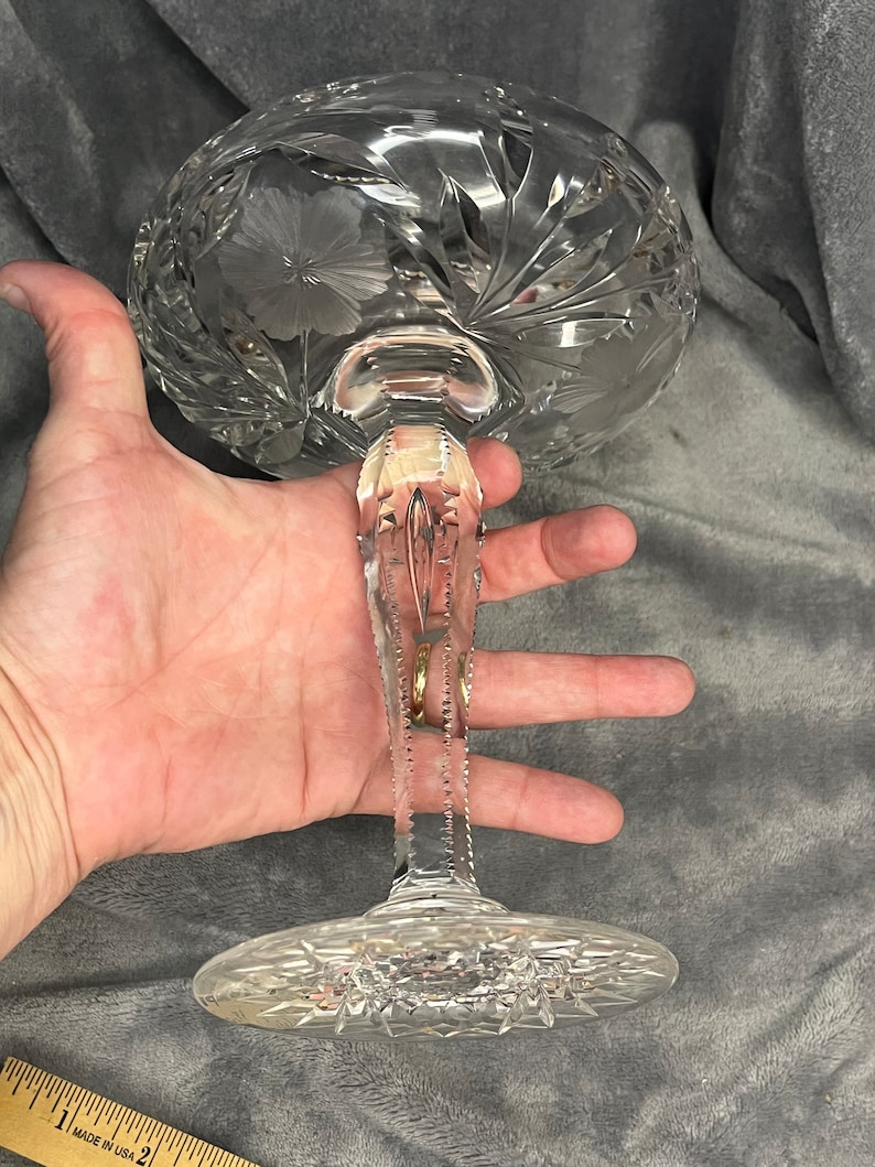Vintage American Brilliant Cut Glass Compote - Etsy