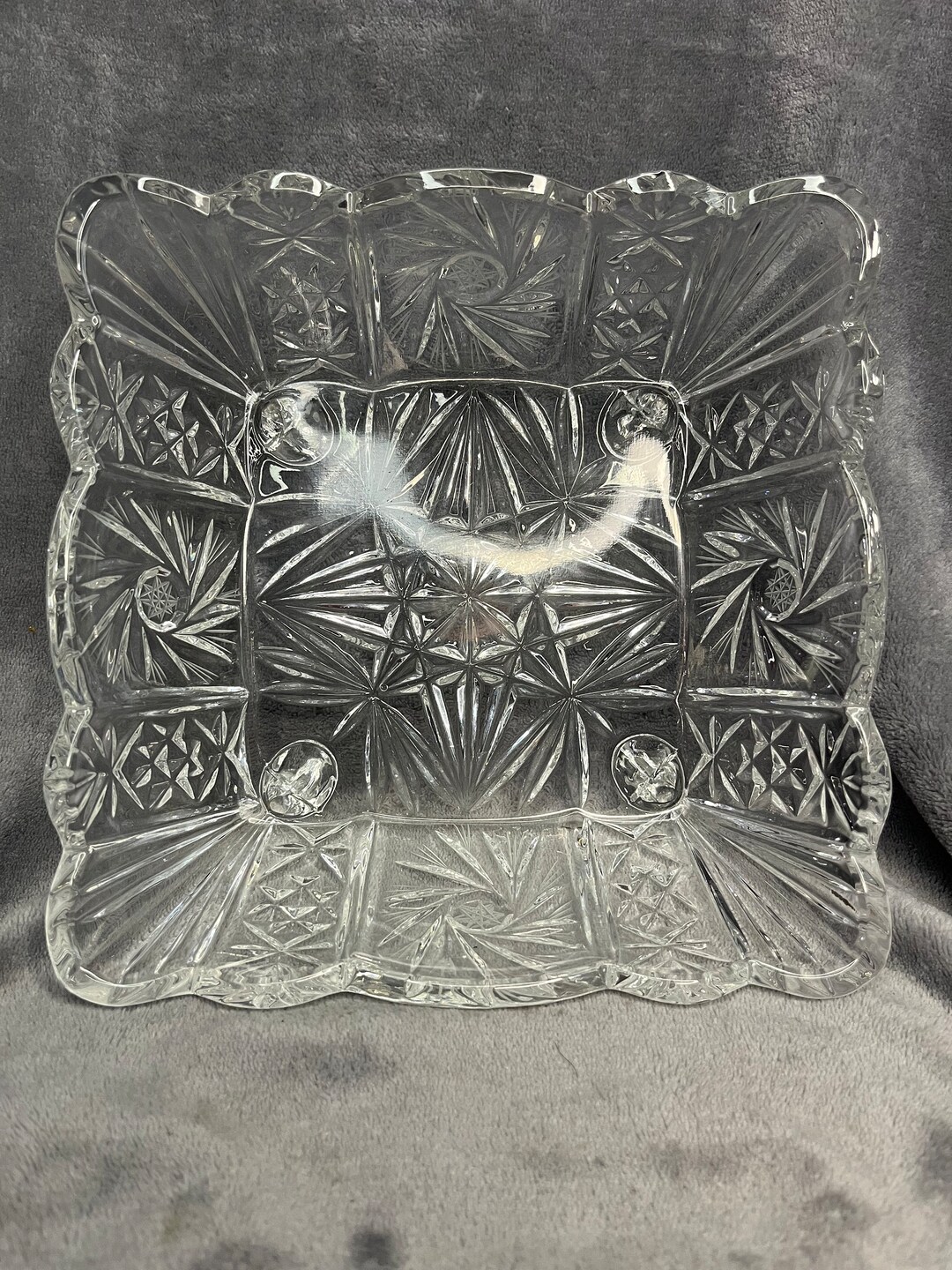Vintage Bohemia Czech Square Crystal Bowl - Etsy