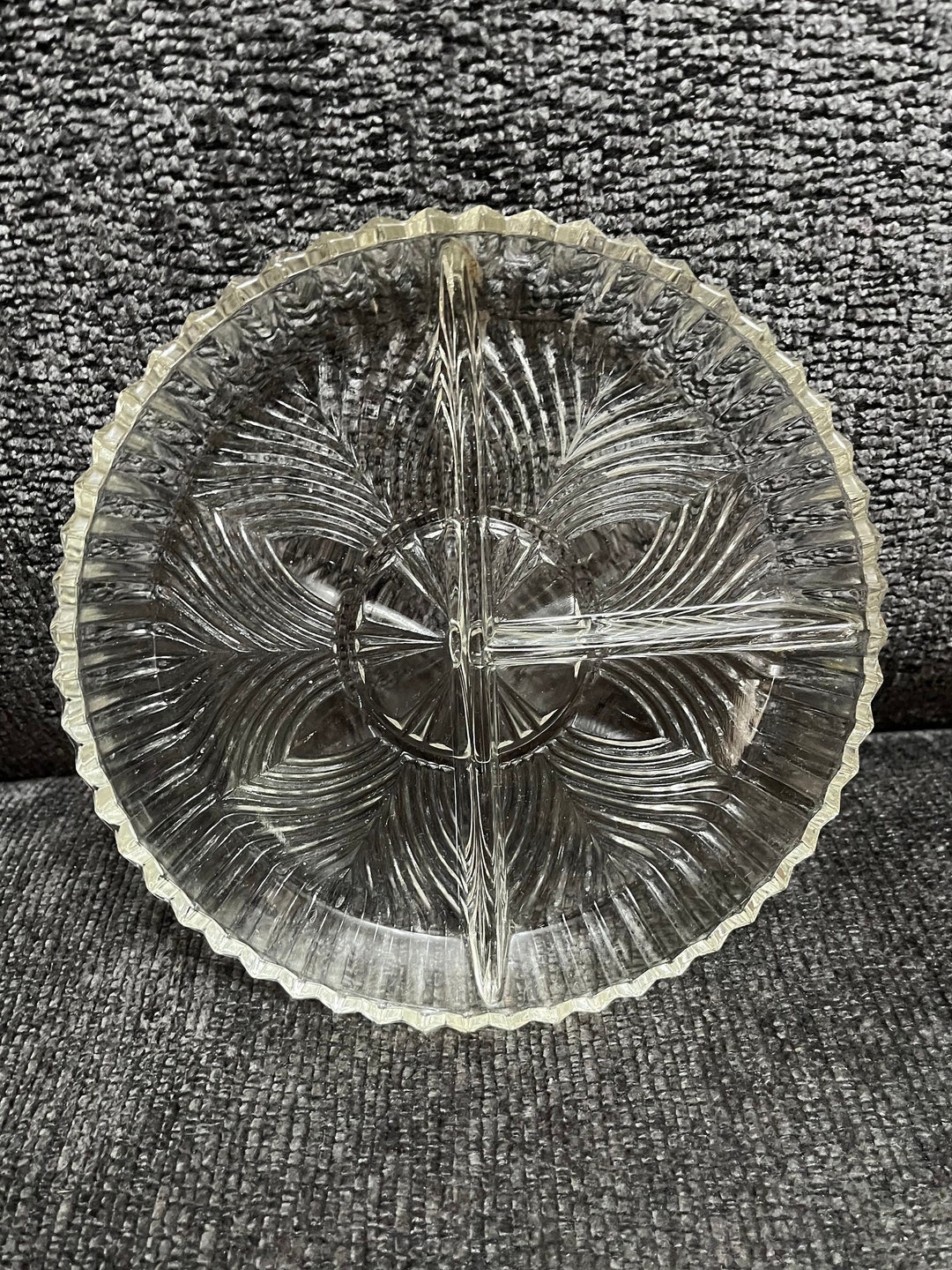 Vintage Cut Indiana Glass Divided Plate - Etsy
