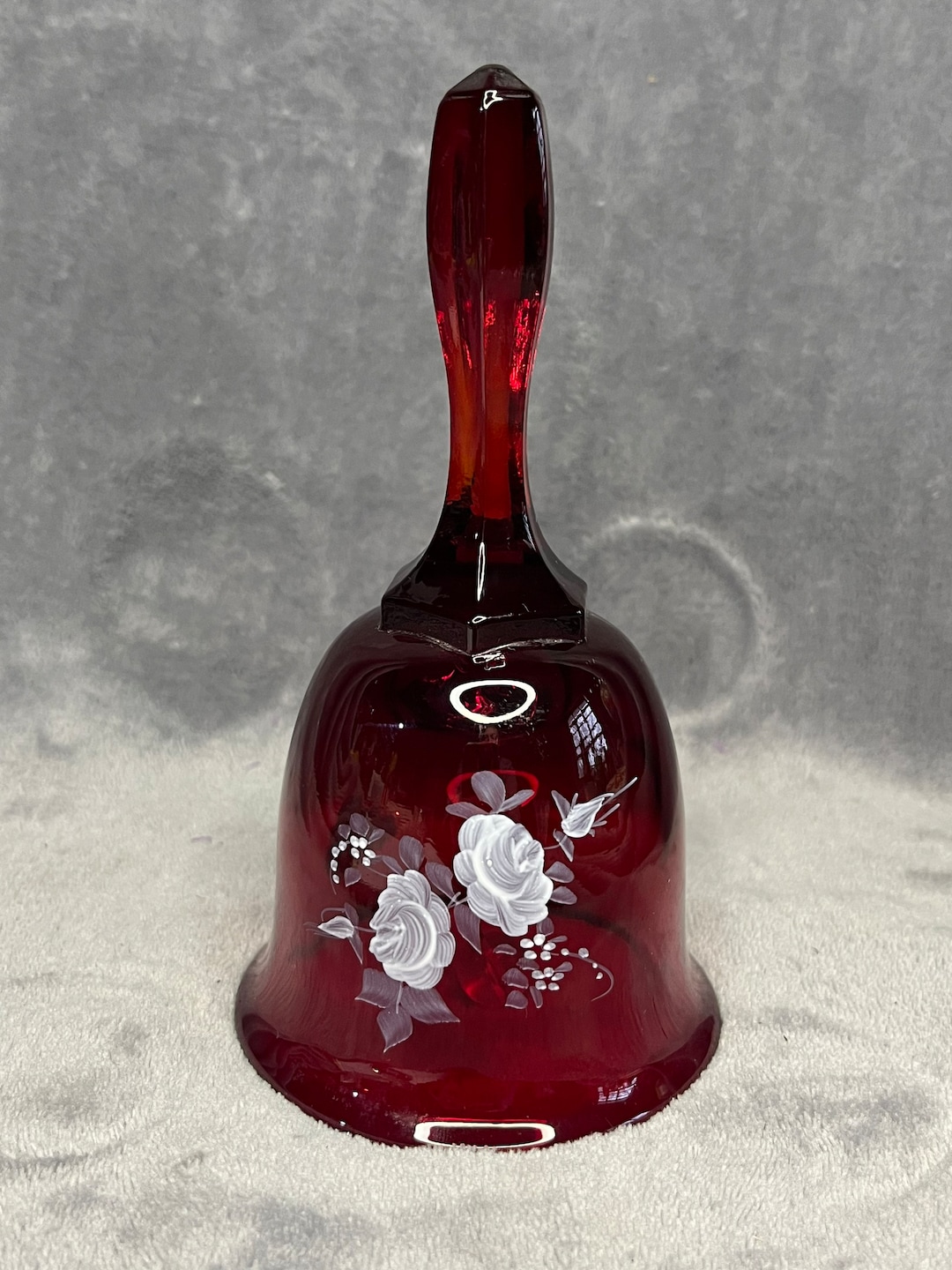 Vintage Fenton Hand Painted Ruby Red Bell and Sticker - Etsy