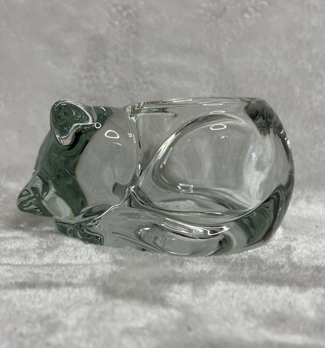 Vintage Indiana Glass Sleeping Cat Clear Glass Candle Holder - Etsy