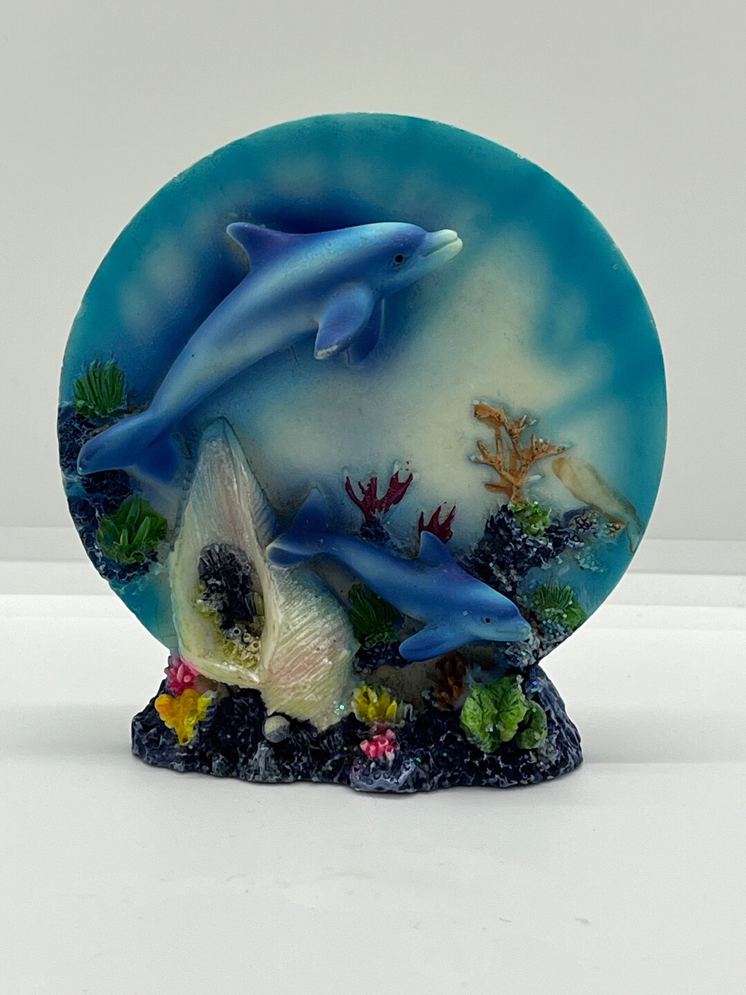 Vintage Resin Plate Dolphins Small Figurine - Etsy
