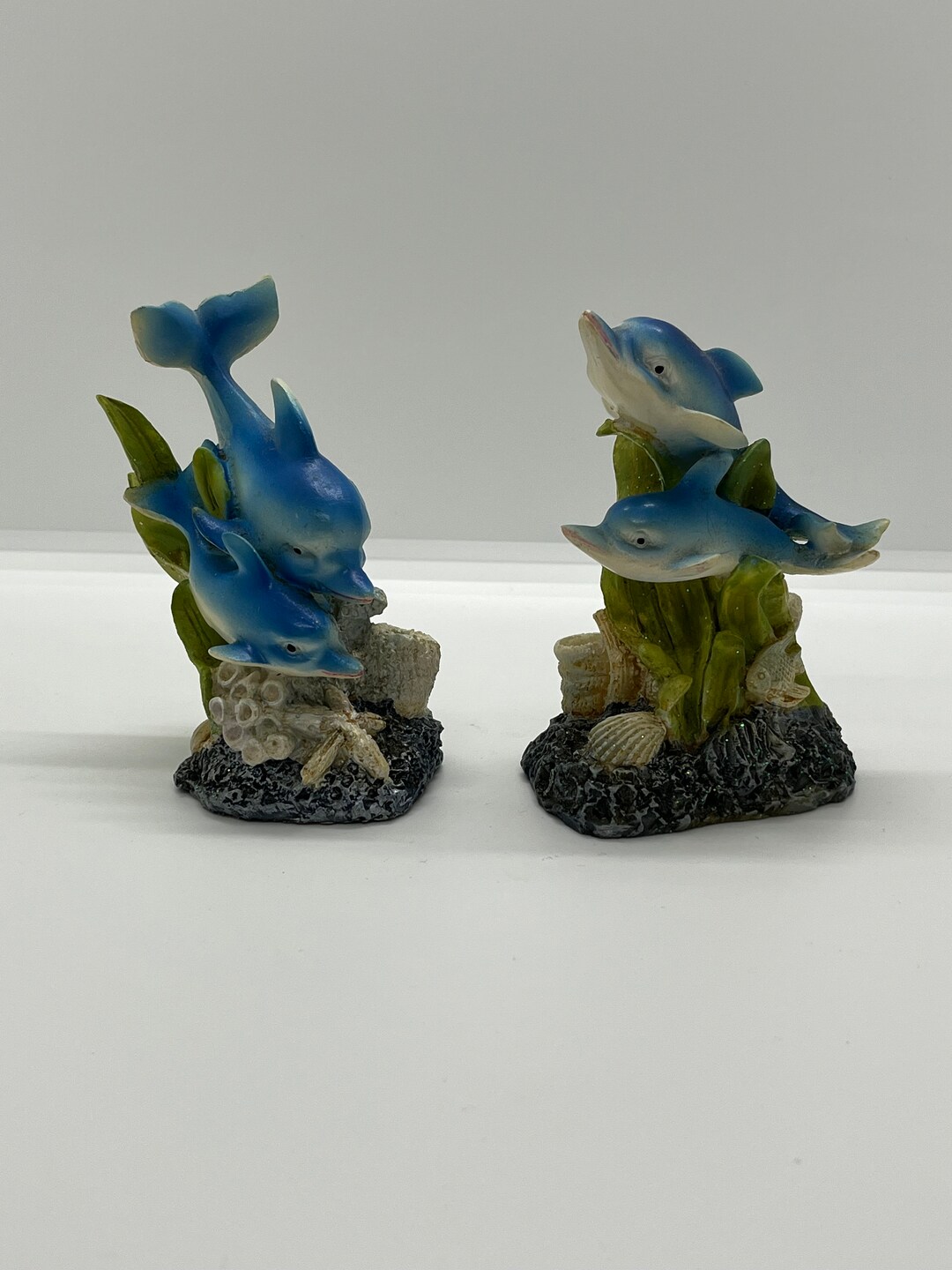 Vintage Set of Resin Dolphins Figurines - Etsy