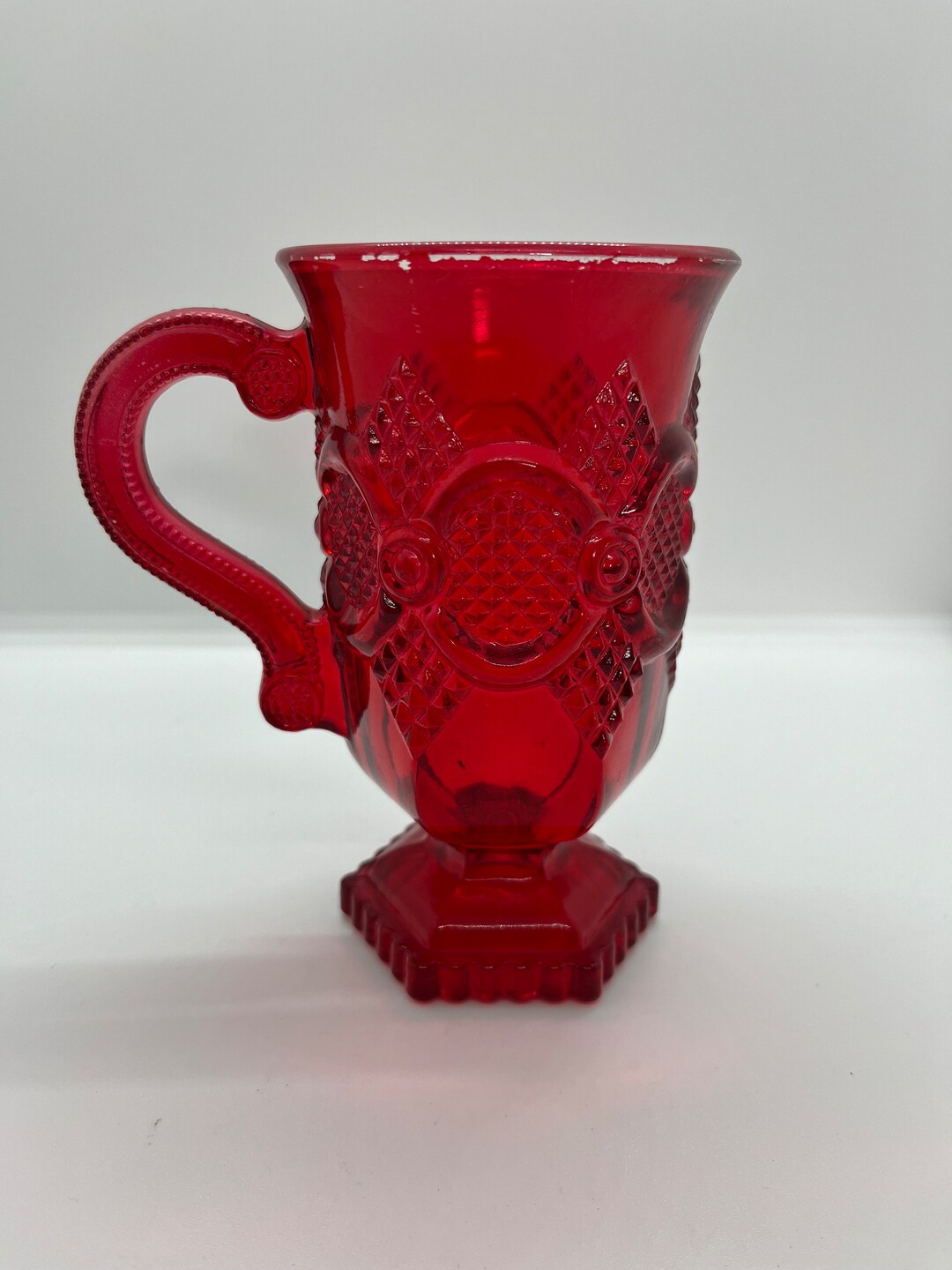 Vintage Ruby Red Glass Mug - Etsy