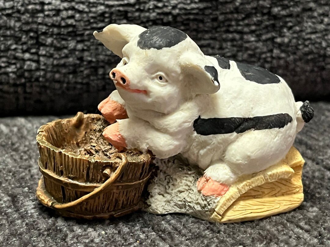 Vintage Resin Pig Figurine - Etsy