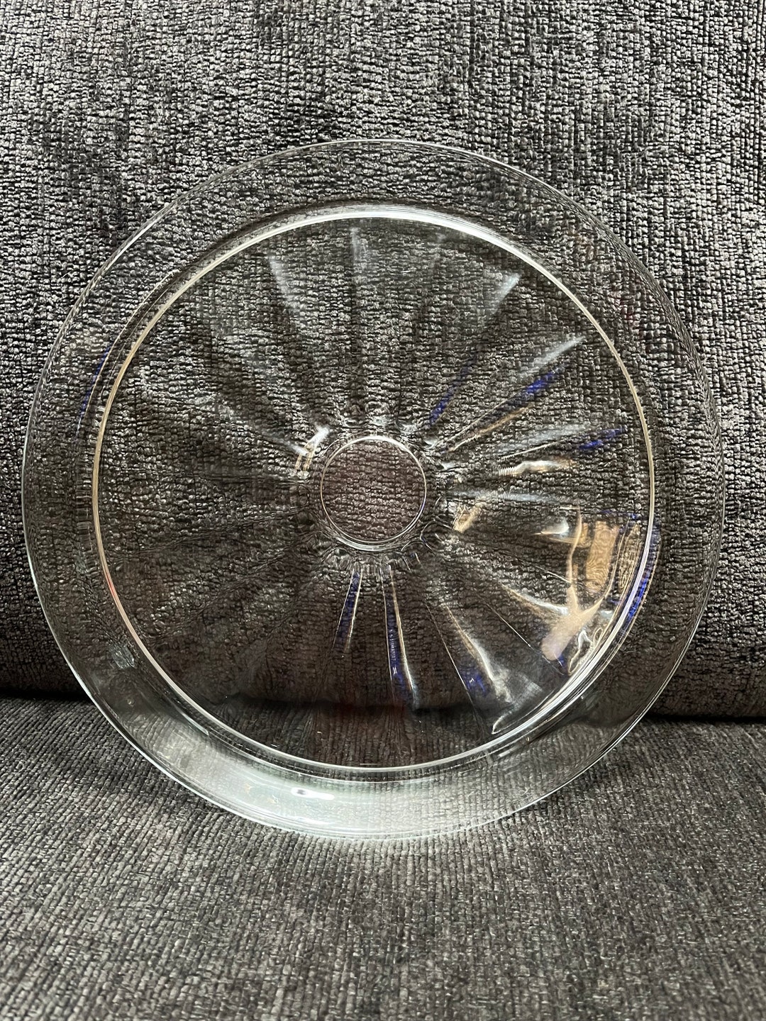 Vintage Clear Glass Round Platter 13" Spoke Pattern Design - Etsy