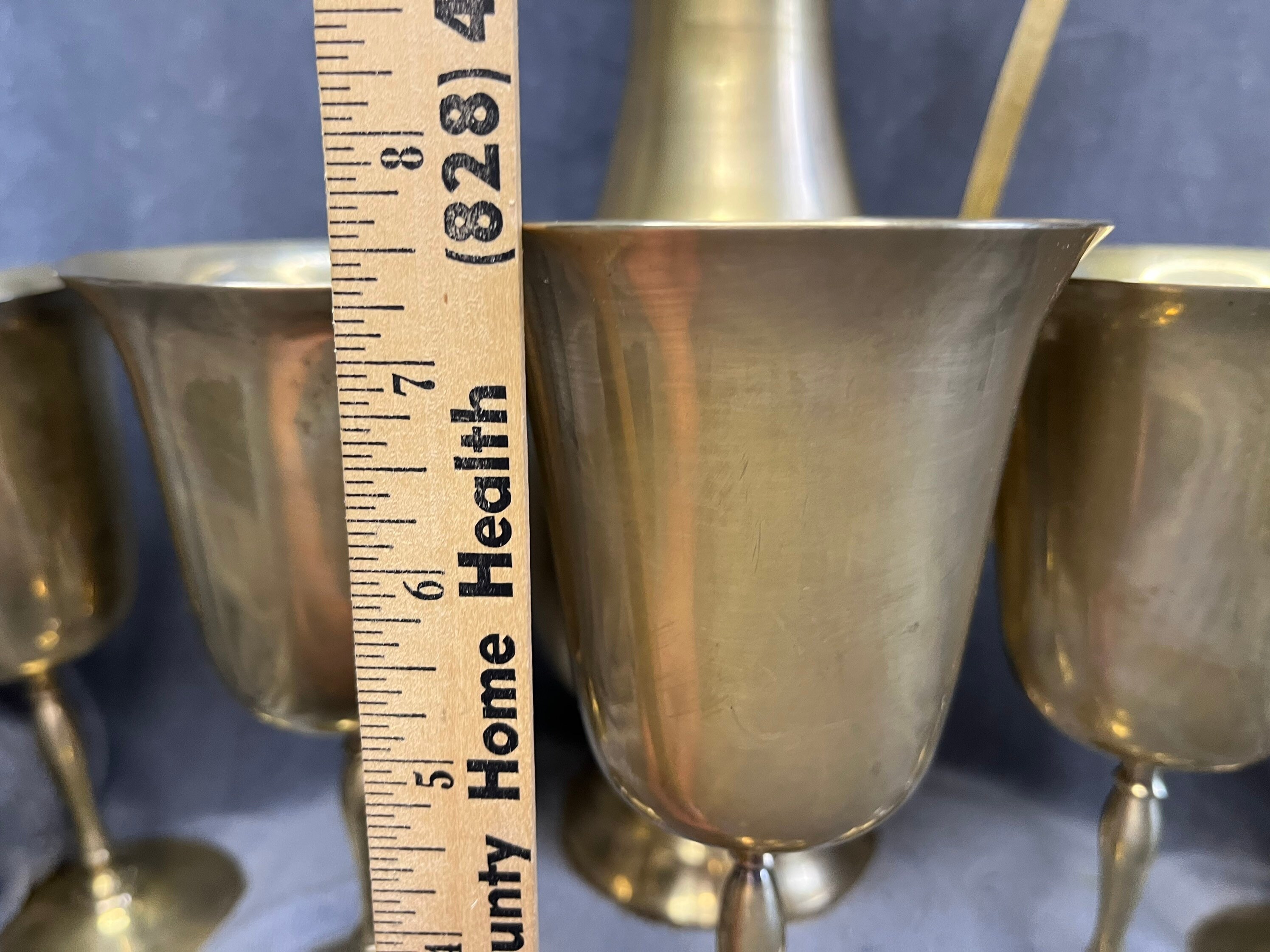 Vintage Solid Brass Mcm Gold Water Pitcher and Goblets - Etsy
