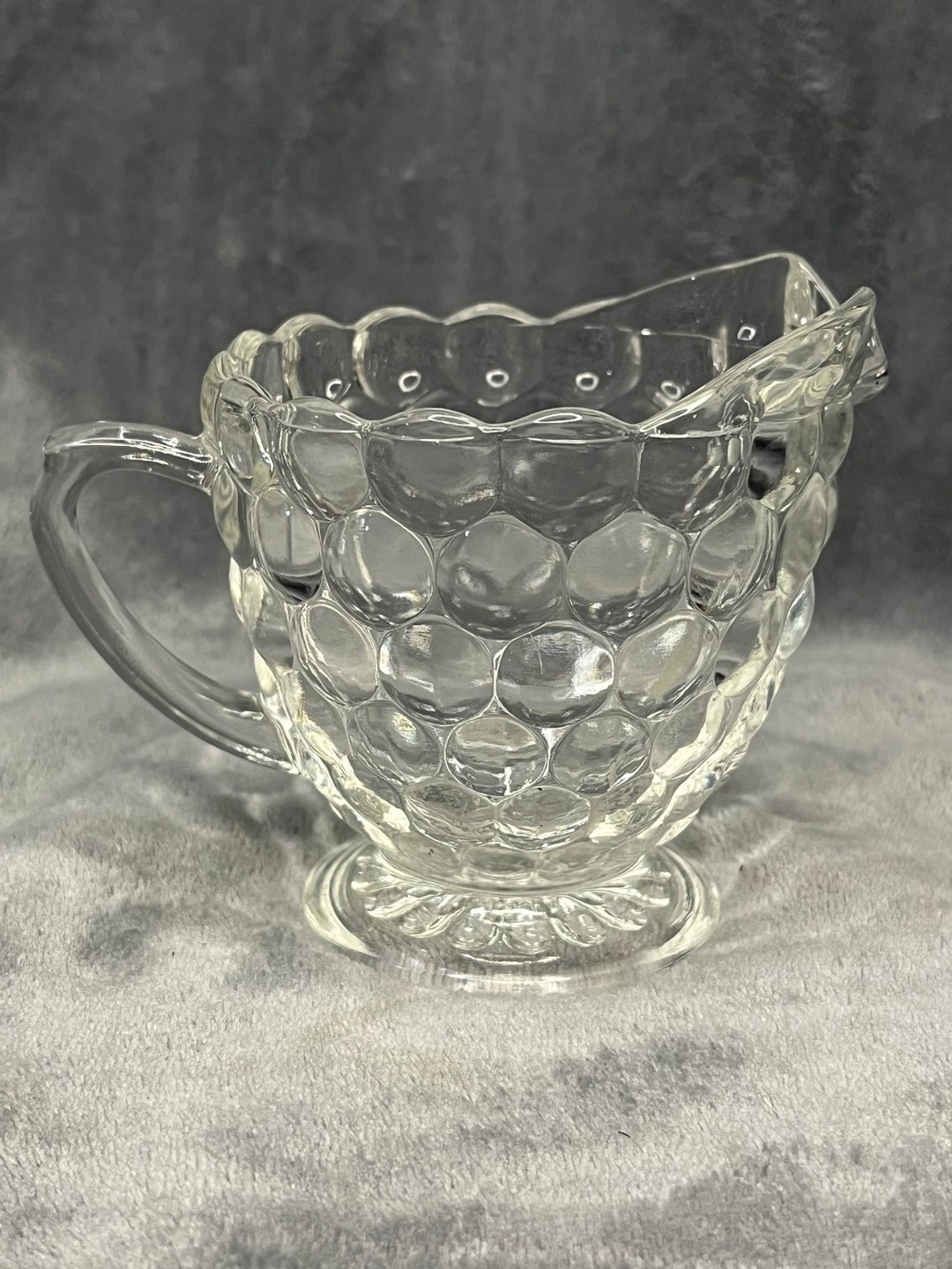 Vintage Anchor Hocking Bubble Pattern Clear Glass Pedestal Creamer - Etsy