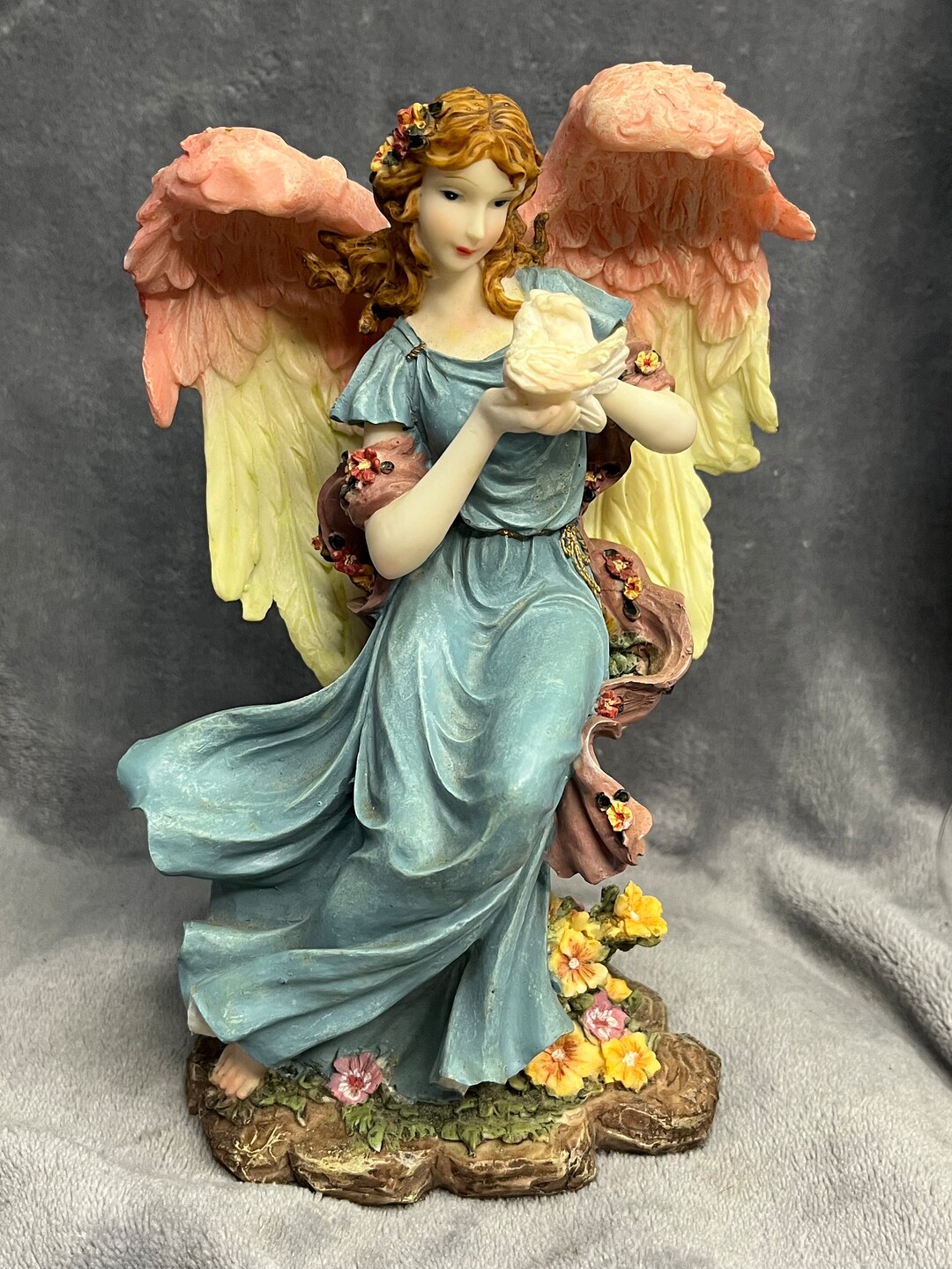 Vintage Angel W/ Bird Figurine - Etsy