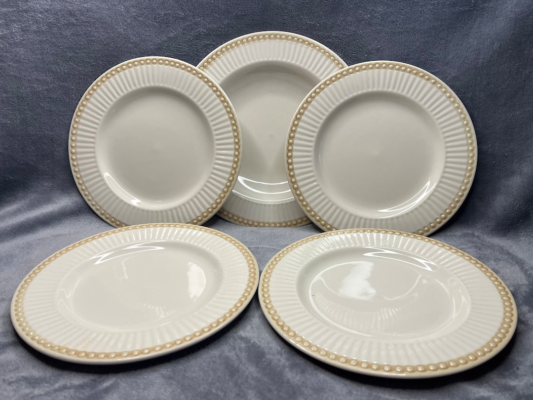 Victorian Pearls by Culinary Arts Set of 4 Large Rim Shallow Soup Bowls ...