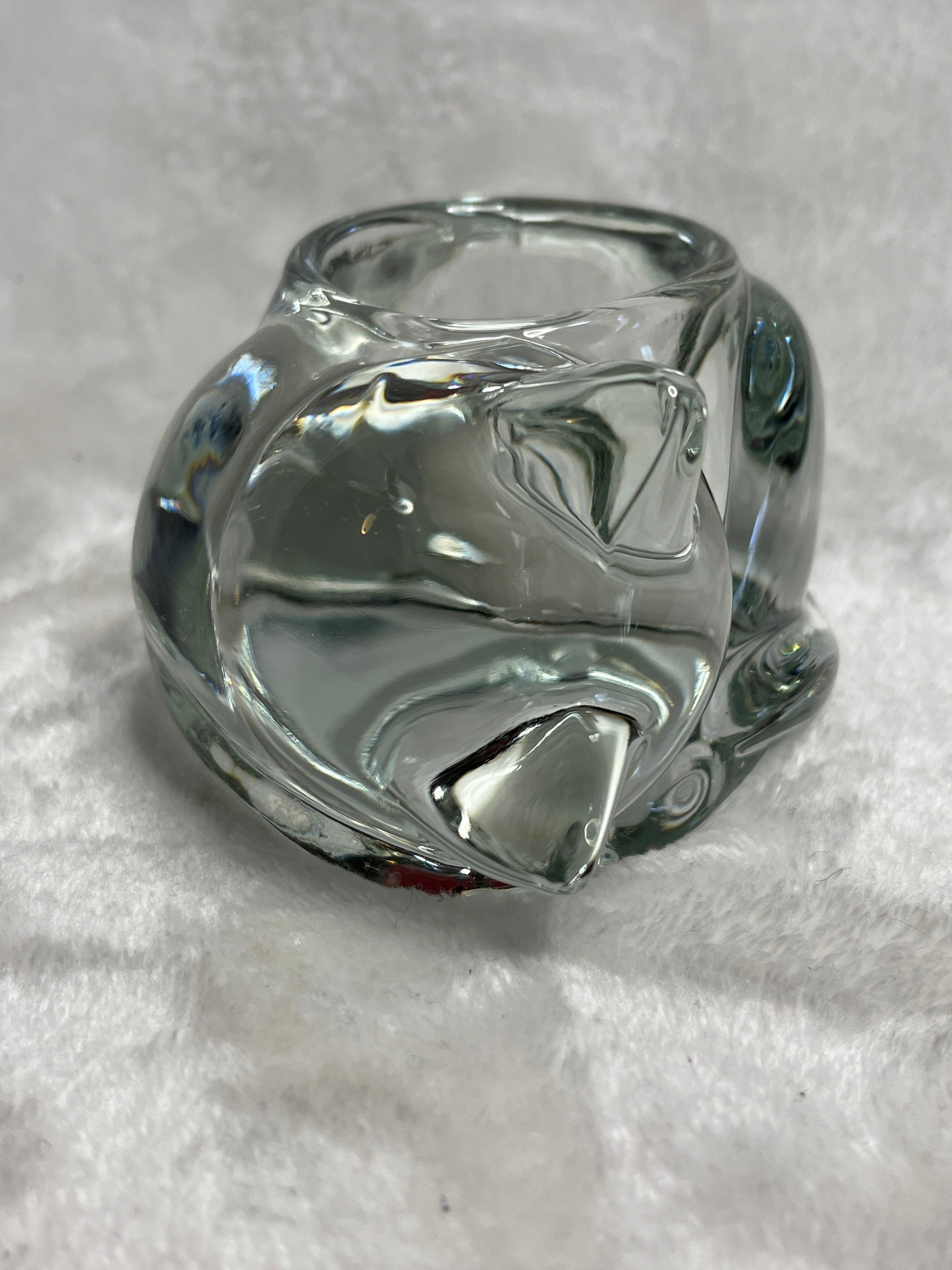 Vintage Indiana Glass Sleeping Cat Clear Glass Candle Holder - Etsy