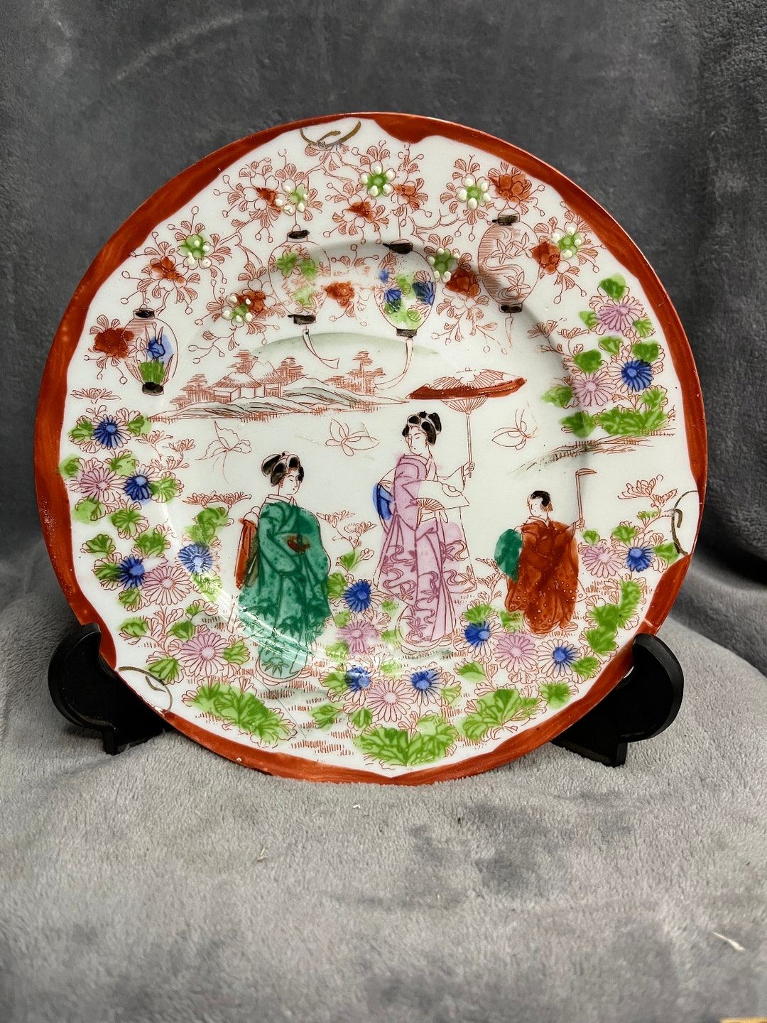 Vintage Japanese Hand Painted Geisha Saucer/plates-2 Plates - Etsy