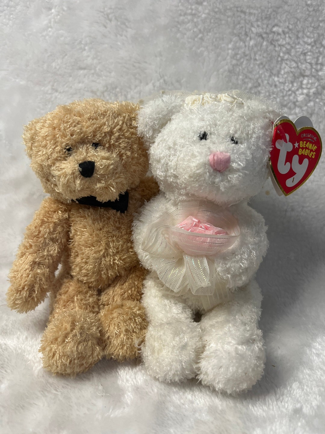 Ty Beanie Babies Stuffed Plush Bride Groom Bears 40628 Blissful Wedding ...