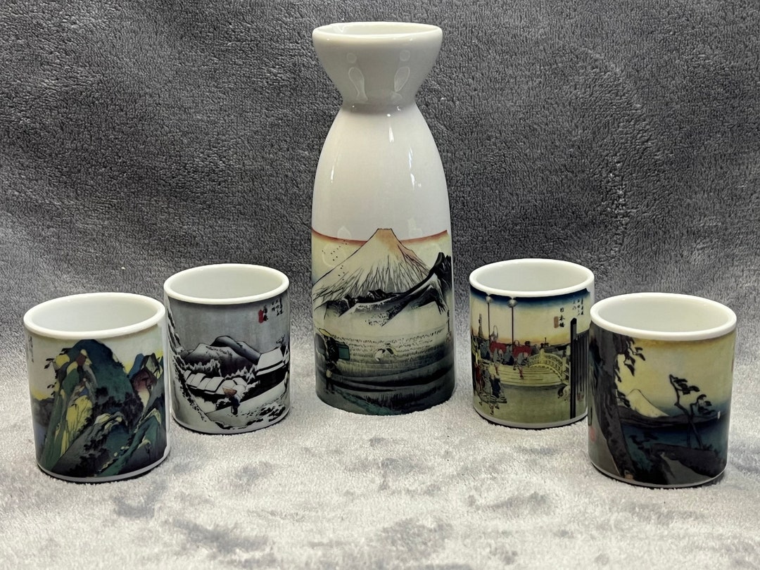 Japanese Souvenir Hiroshige Tokaido Ichigou Sake Cup Set - Etsy