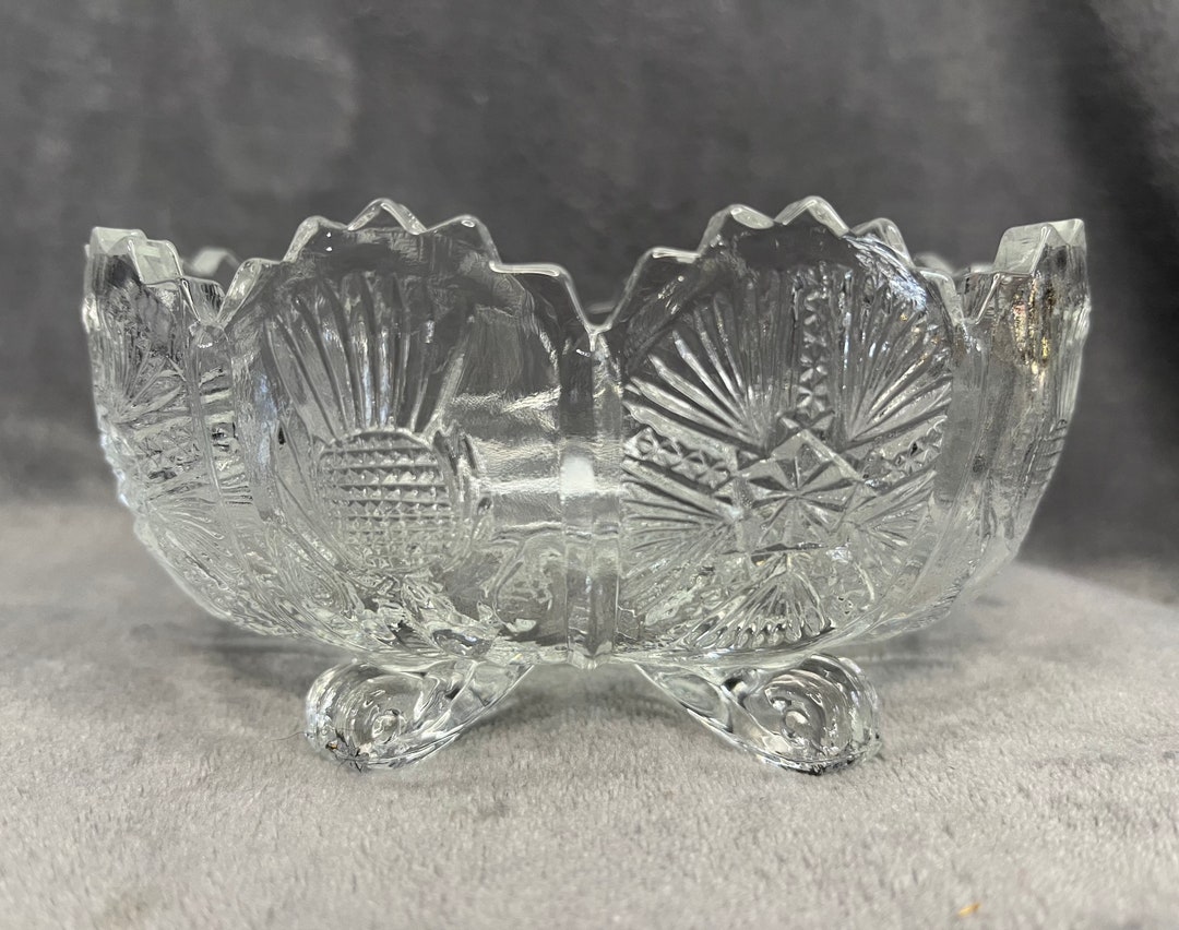Antique HIGBEE 1907 EAPG Footed Master Salt Bowl-paneled Thistle Star ...
