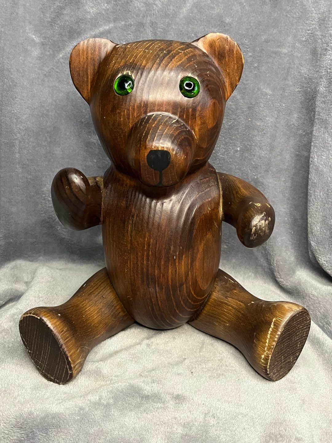 Vintage T.L. Plum Wood Carved Teddy Bear-read Description - Etsy