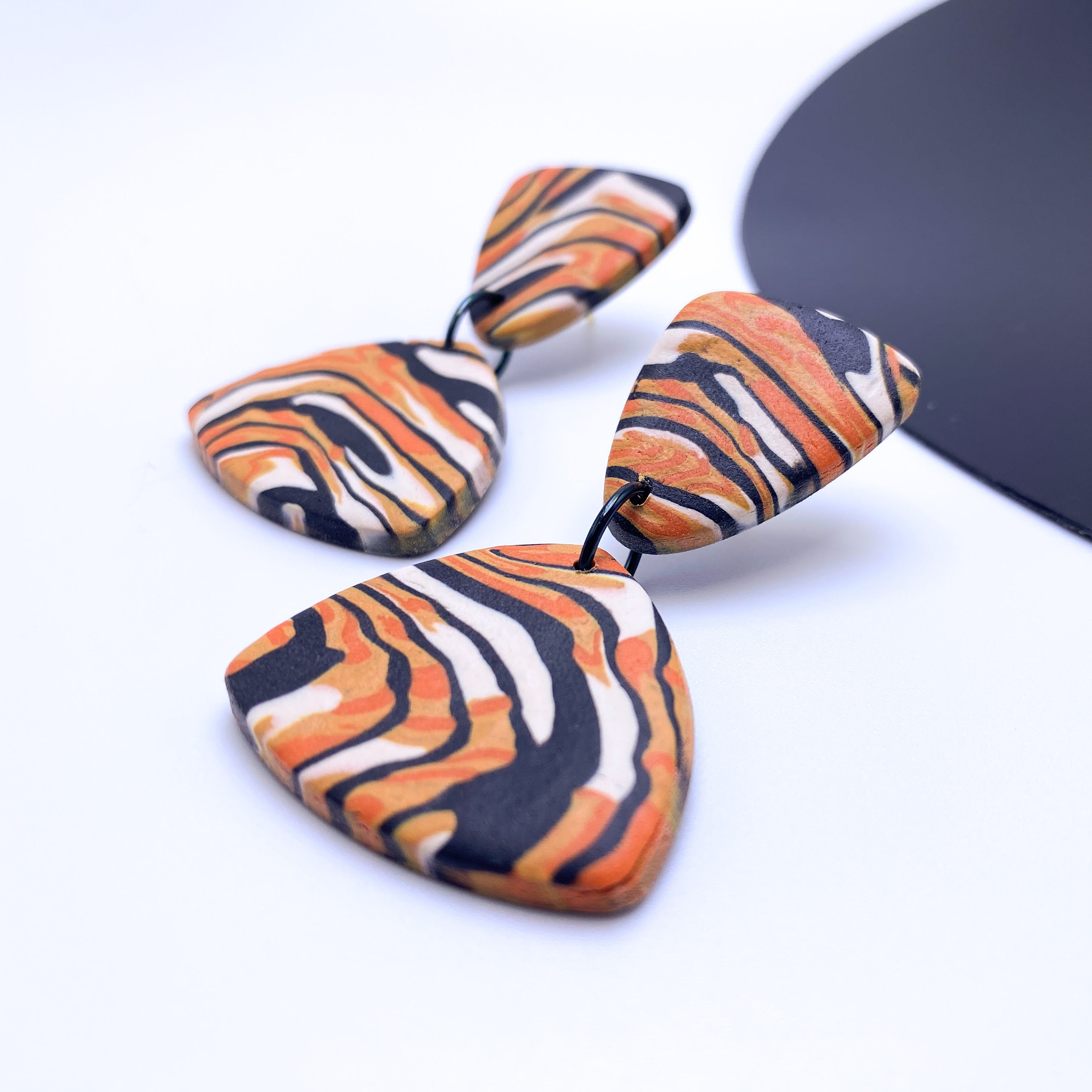 Tiger Stripe Animal Print Jungle Polymer Clay Earrings Lightweight ...