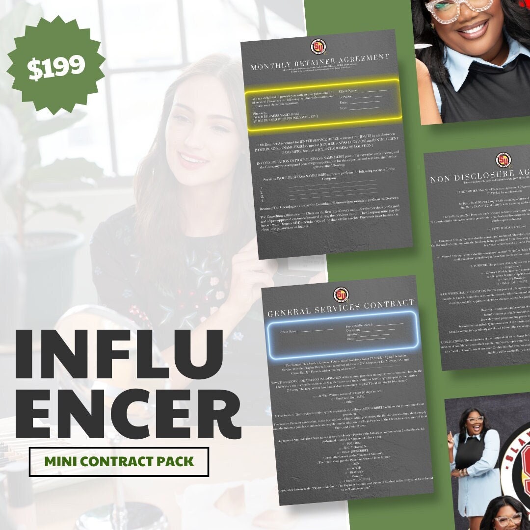 Influencer Mini Contract Pack - Etsy