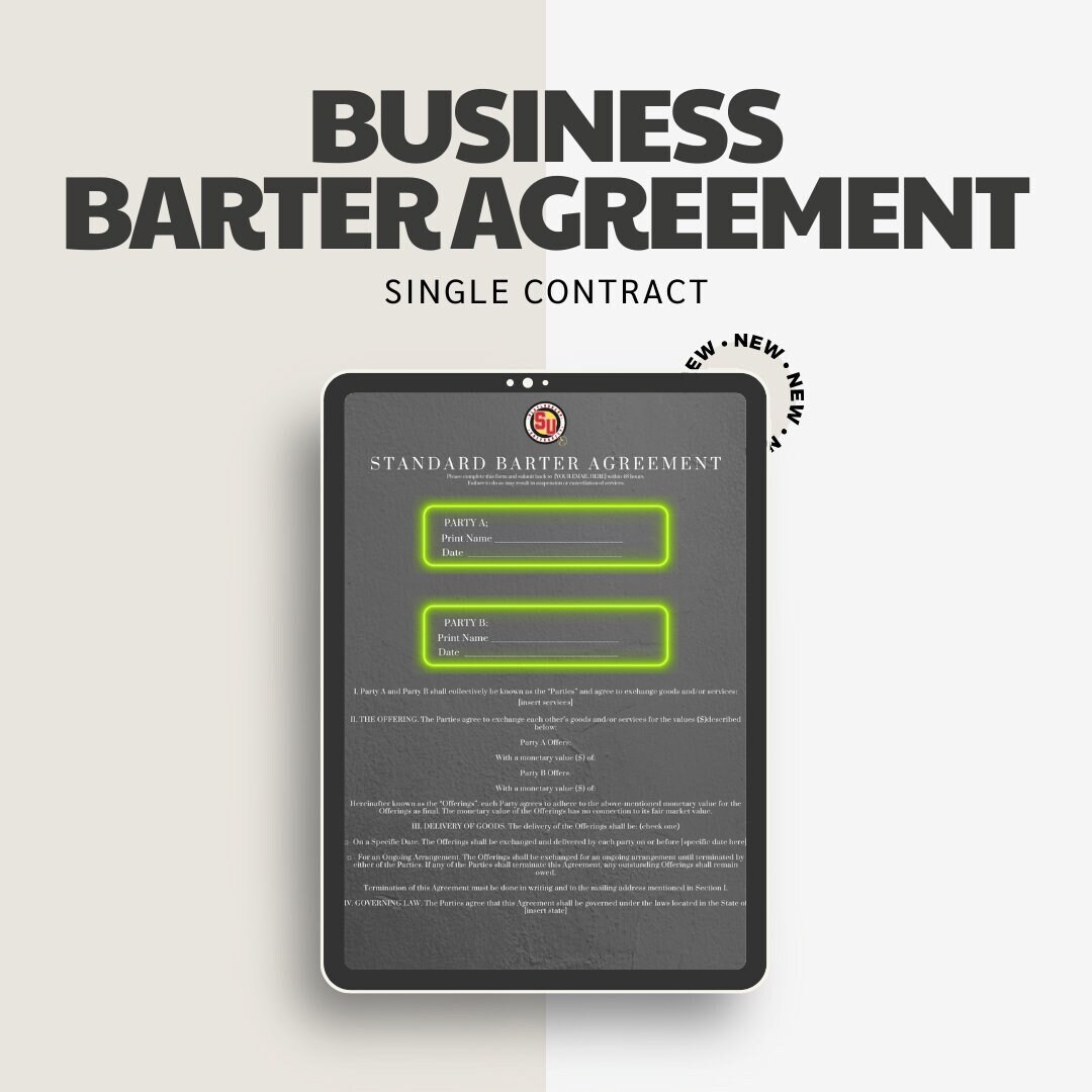 Business Barter Agreement (single) - Etsy