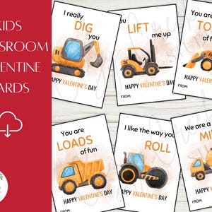 Printable Kids Valentine's Day Cards | Construction | Truck | Tractor ...