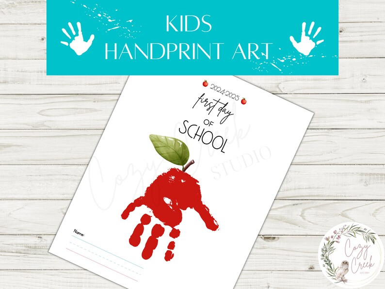 Printable First Day of School Apple Handprint Craft Back to School Art ...
