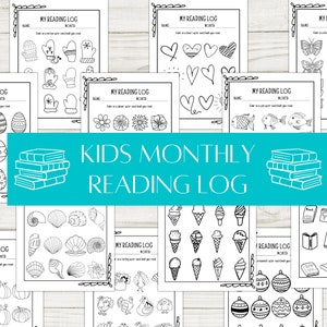 Printable Kids Reading Log Coloring Pages Monthly School - Etsy Australia