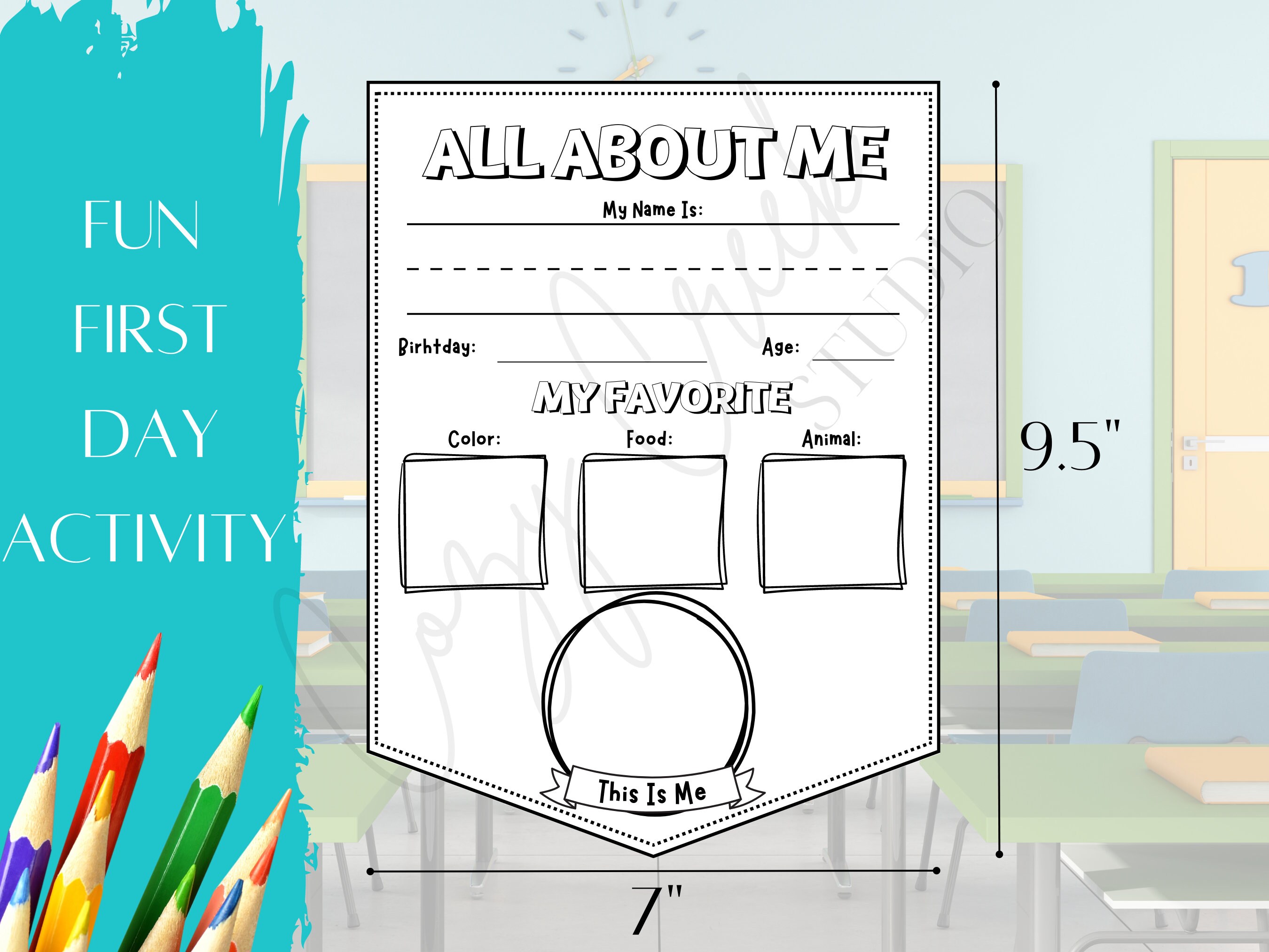 Printable All About Me Page | Classroom Banner | First Day of School ...