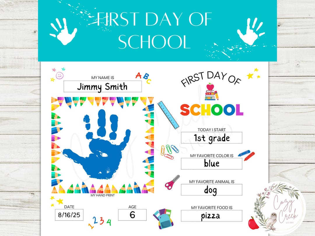 First Day of School Handprint Activity | Back to School Craft | School ...