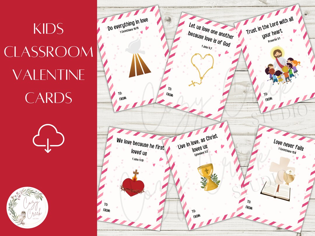 Printable, Scripture Kids Valentine's Day Cards | Religious Classroom ...