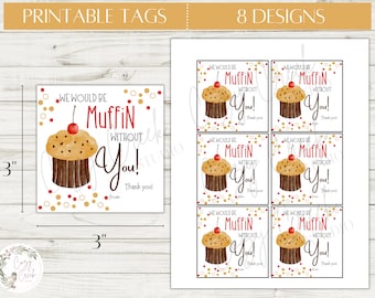 Printable Employee Co Worker Appreciation Muffin Gift Tag - Etsy