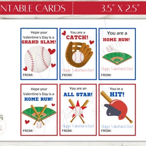 Printable Kids Classroom Baseball Valentine Cards | Baseball Valentine ...