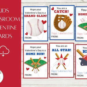 Printable Kids Classroom Baseball Valentine Cards | Baseball Valentine ...
