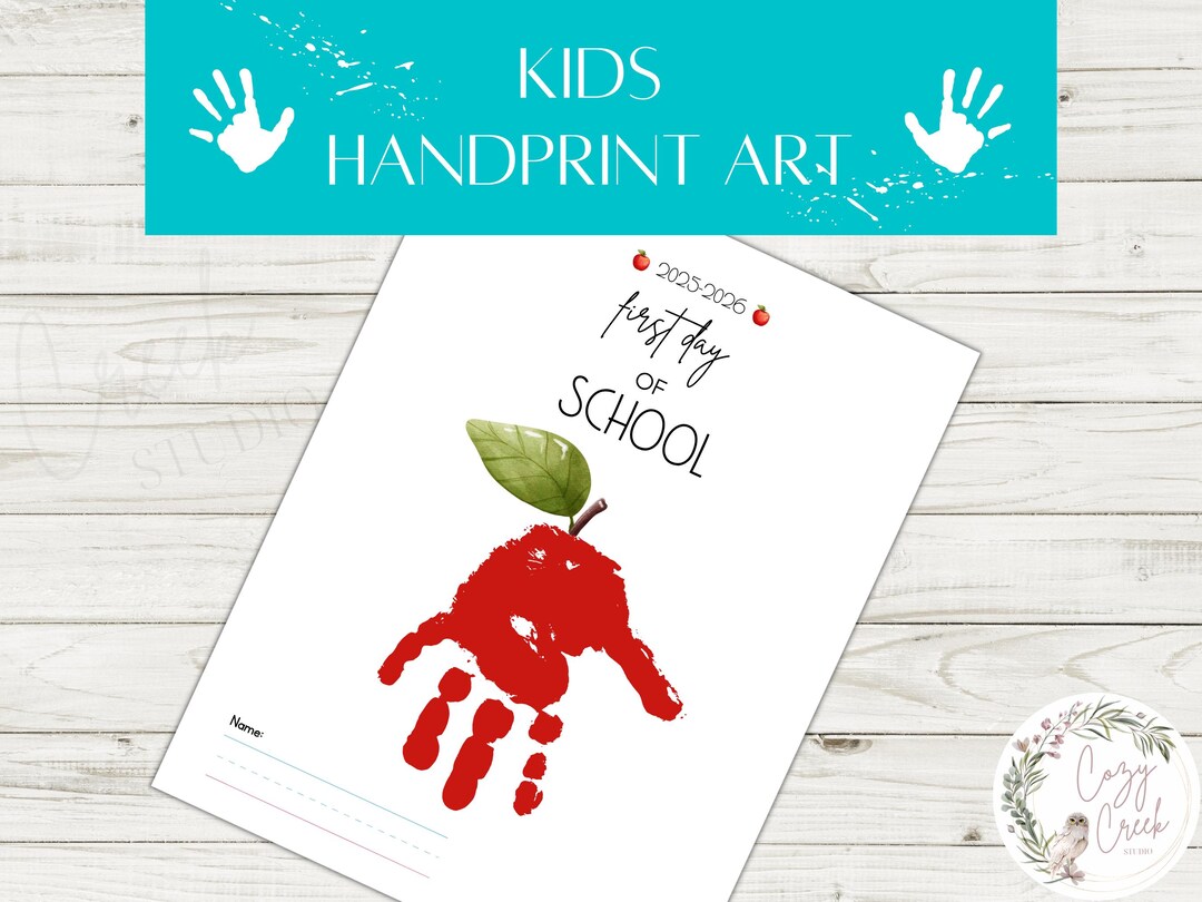 Printable First Day of School Apple Handprint Craft 2025 | Back to ...