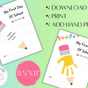 Printable Kids Handprint Back to School Art First Day of School ...